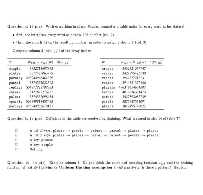 5 Hash tables (27 pts) dictionafy operation in | Chegg.com