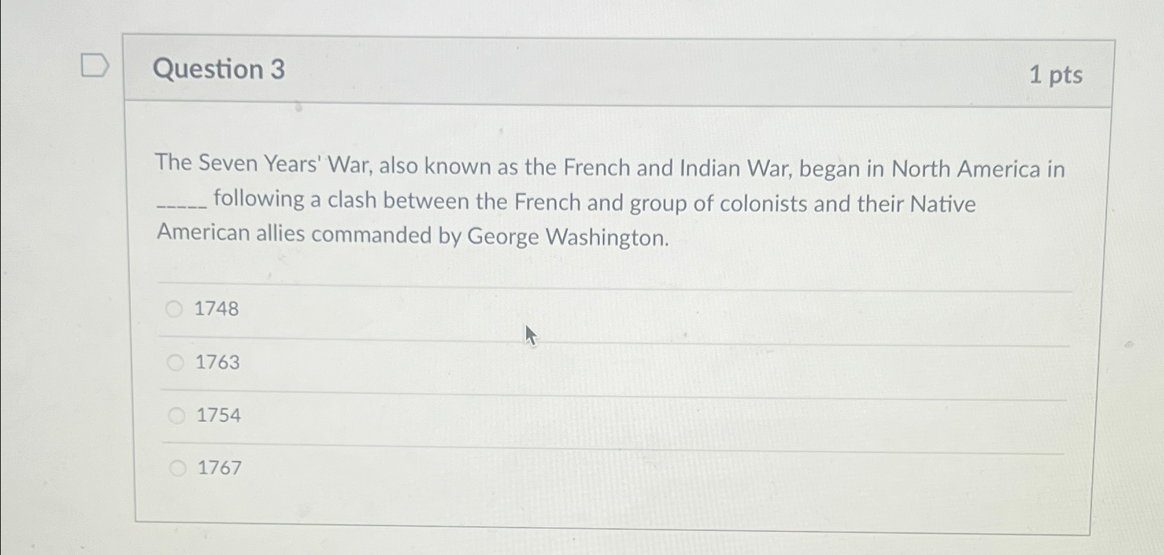 Solved Question 31ptsThe Seven Years' War, also known as the | Chegg.com