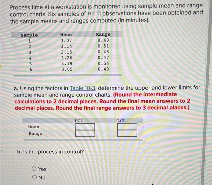 Solved Process time at a workstation is monitored using | Chegg.com