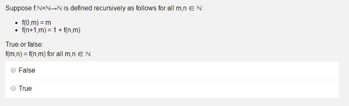 Solved Suppose f:N×N→N is defined recursively as follows for | Chegg.com