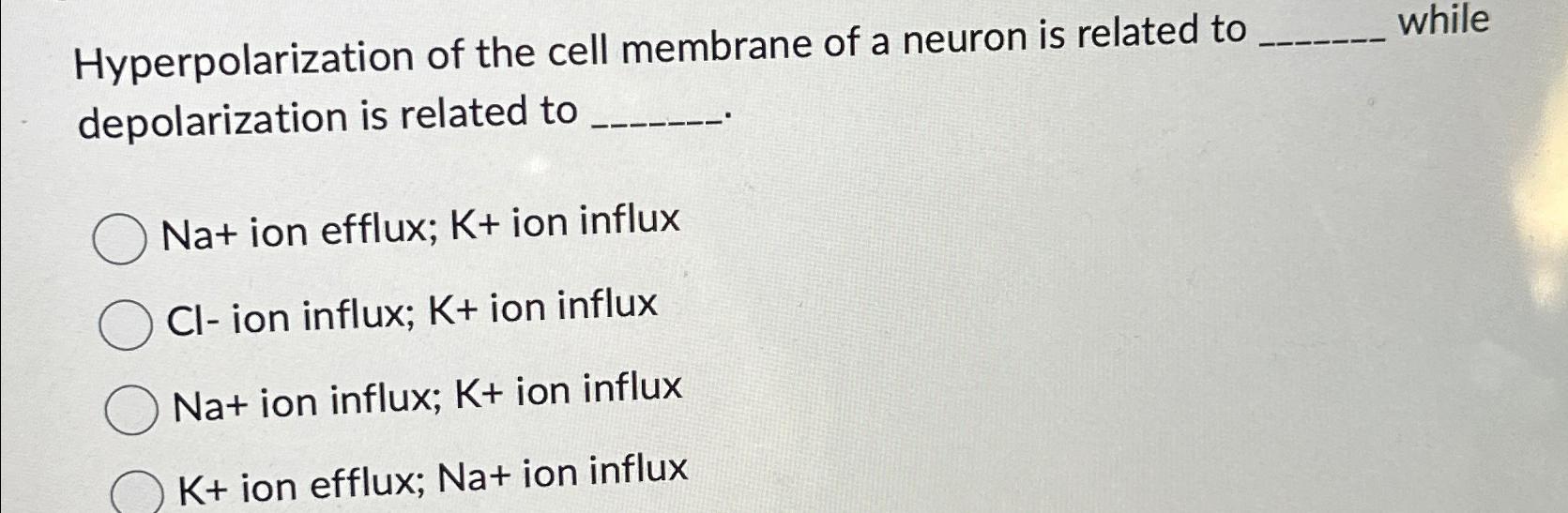Solved Hyperpolarization of the cell membrane of a neuron is | Chegg.com