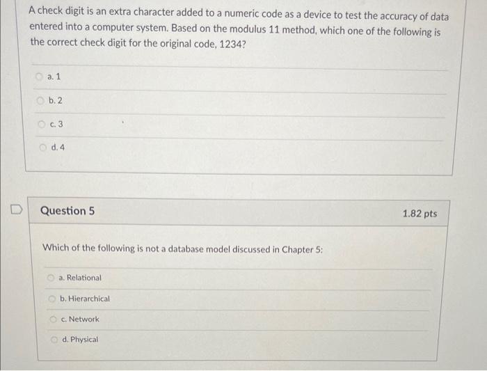 Solved A check digit is an extra character added to a | Chegg.com