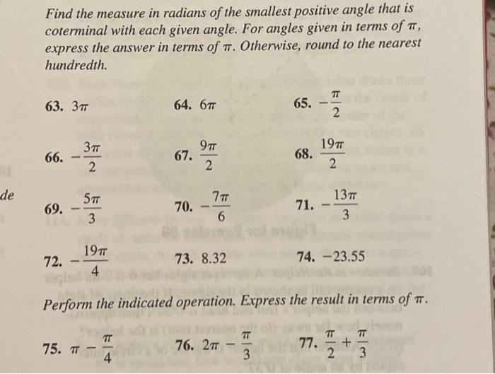 Solved Find the measure in radians of the smallest positive | Chegg.com
