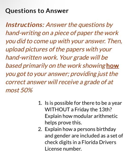 Solved Questions to Answer Instructions: Answer the | Chegg.com