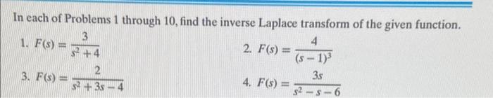 Solved In each of Problems 1 through 10, find the inverse | Chegg.com