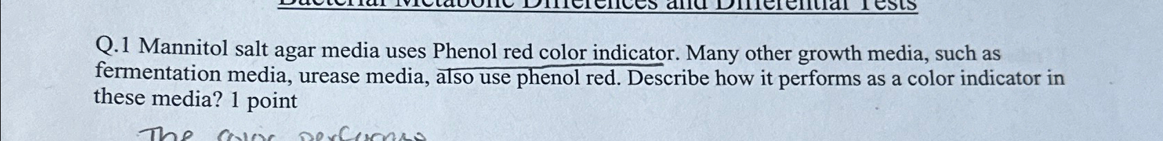 Solved Mannitol salt agar media uses Phenol red color | Chegg.com
