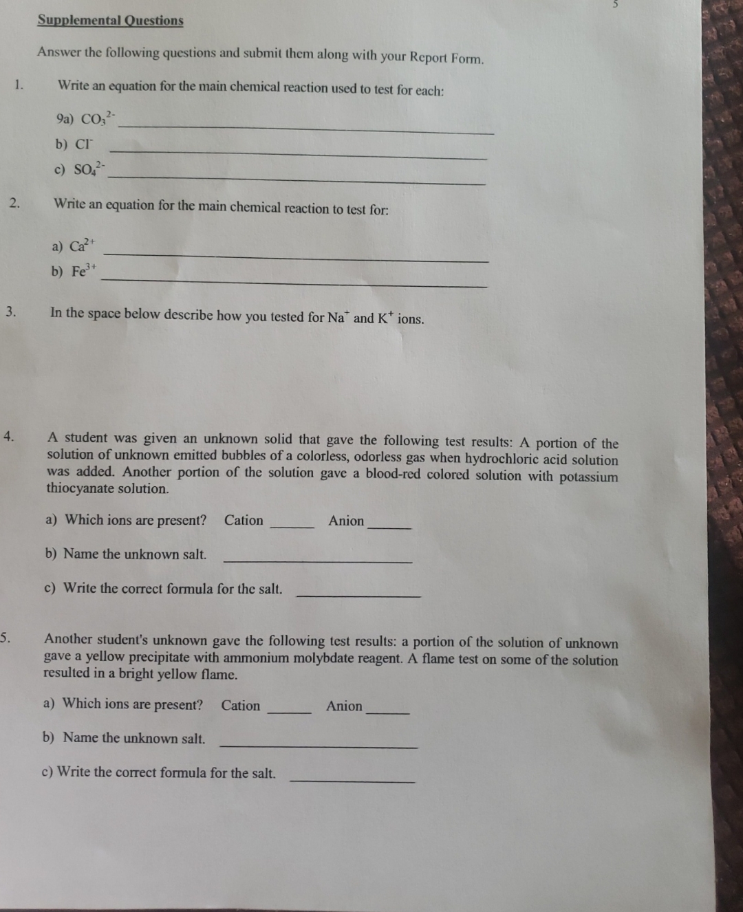 Solved Supplemental QuestionsAnswer the following questions | Chegg.com