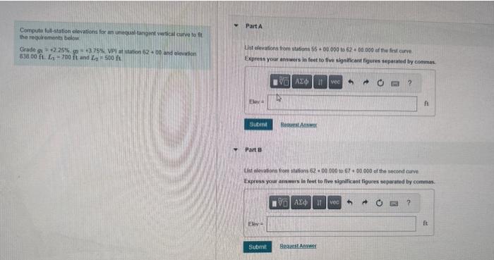 Solved Part A Computa fol-station elevations for an unequal | Chegg.com