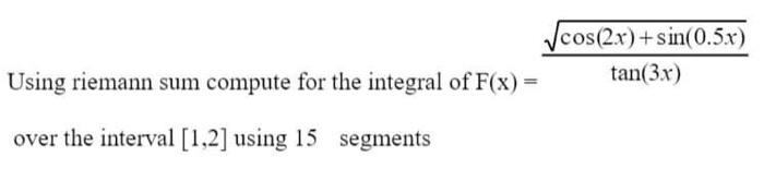 Solved Using riemann sum compute for the integral of | Chegg.com