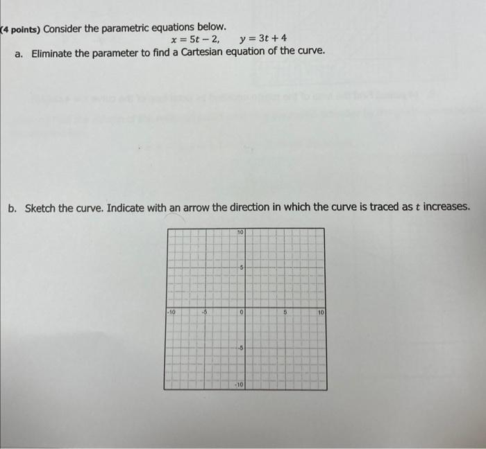 Solved points) Consider the parametric equations below. | Chegg.com