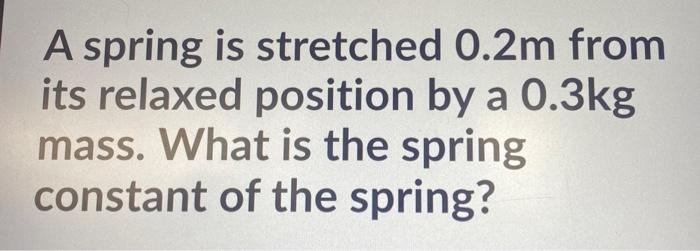 Solved A spring is stretched 0.2 m from its relaxed position | Chegg.com