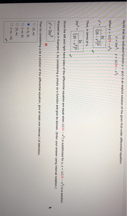 Solved Verify That The Indicated Function Y X Is An