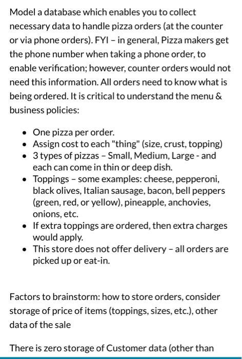 Description Project 3 - Pizza Ordering - Use | Chegg.com