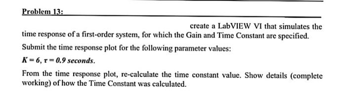 Solved create a LabVIEW VI that simulates the time response | Chegg.com