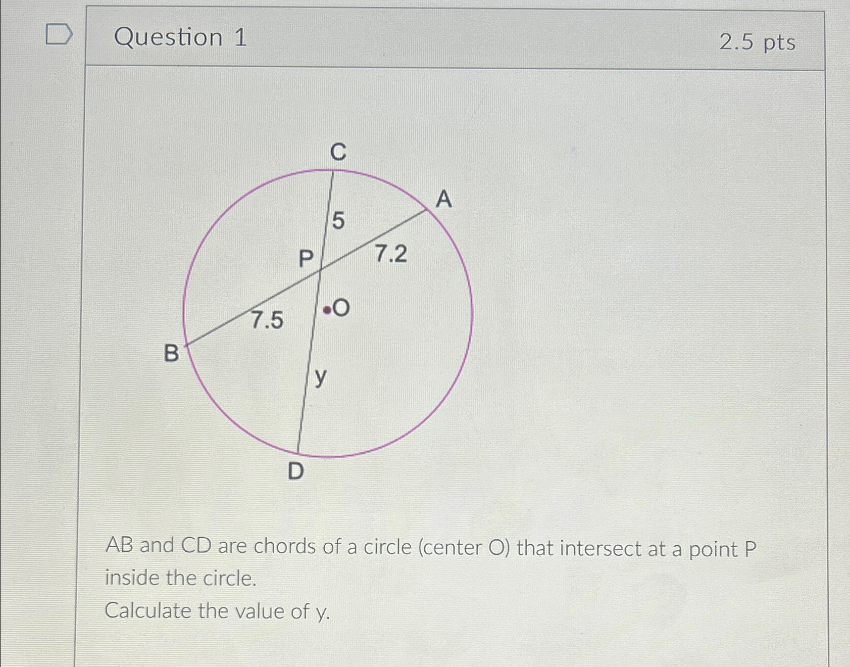 Solved Question 12.5ptsAB ﻿and CD ﻿are chords of a circle | Chegg.com