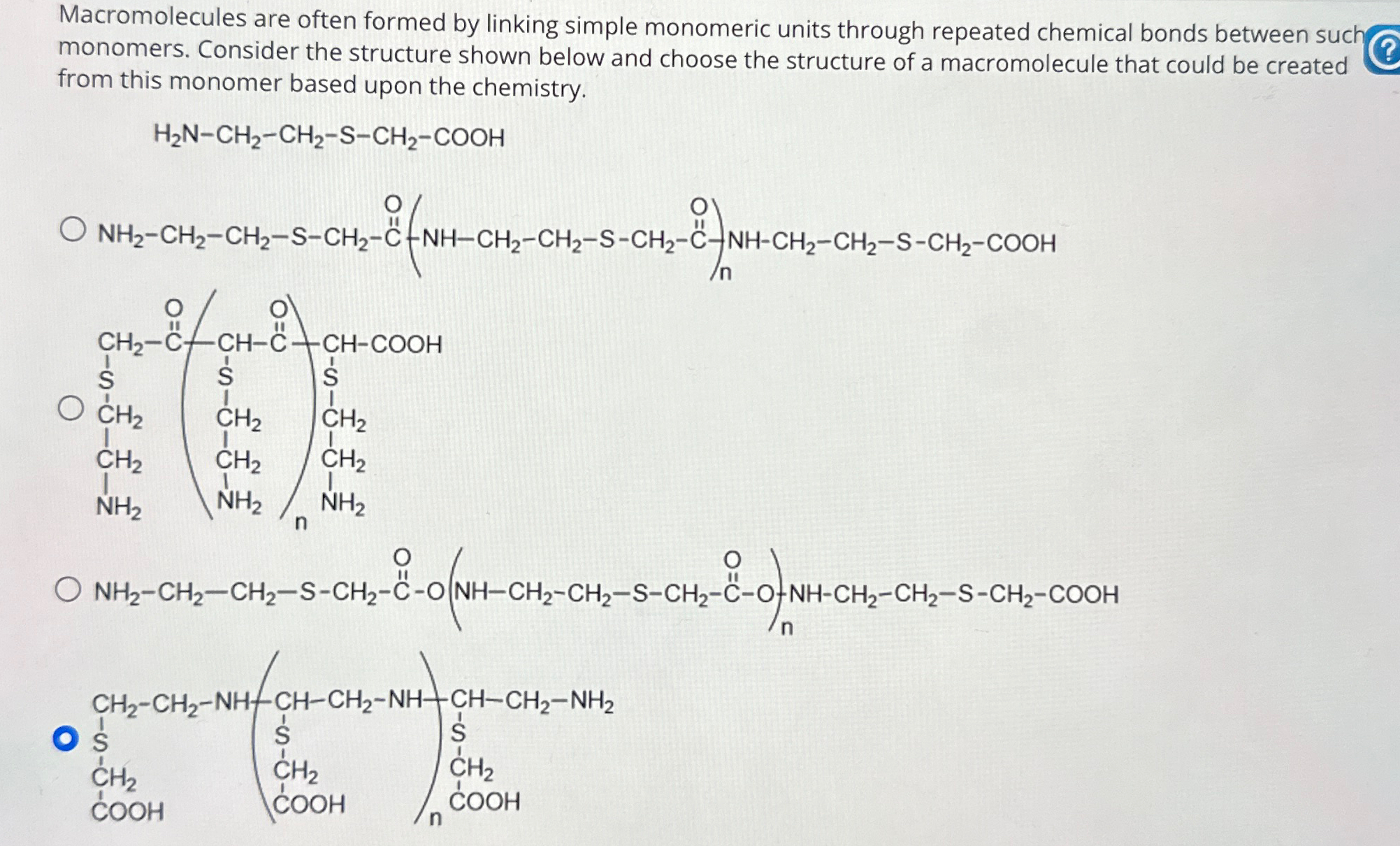 Solved Macromolecules are often formed by linking simple | Chegg.com