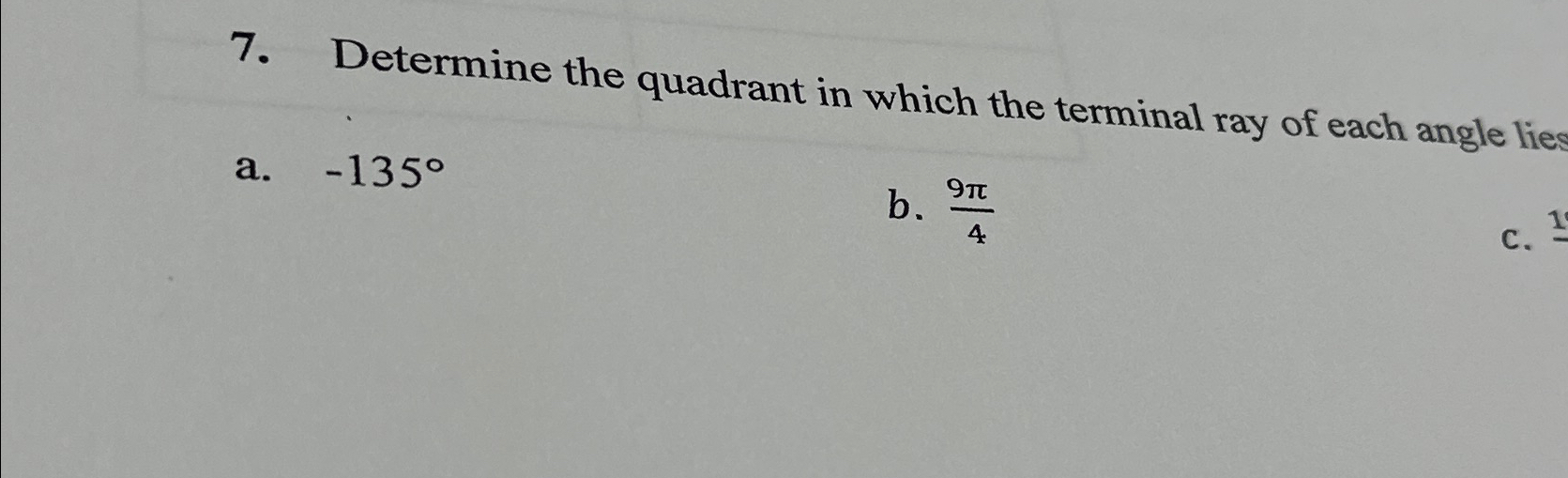 Solved Determine the quadrant in which the terminal ray of | Chegg.com