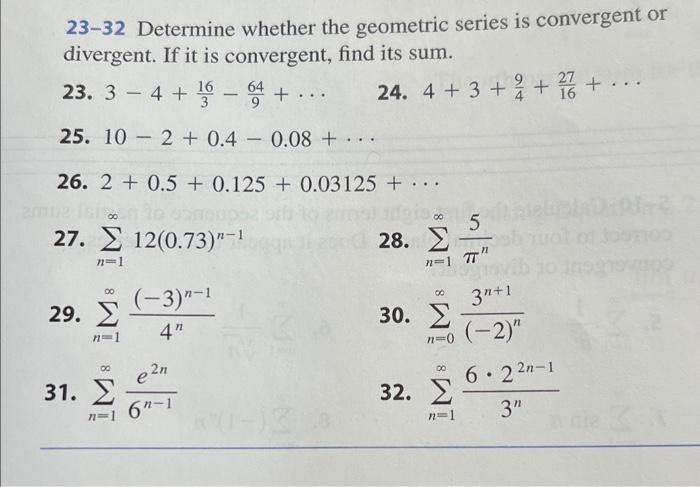 Solved 23-32 Determine whether the geometric series is | Chegg.com