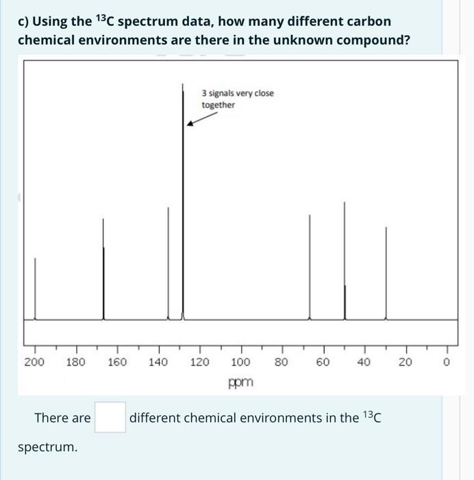 Solved c) Using the 13C spectrum data, how many different | Chegg.com