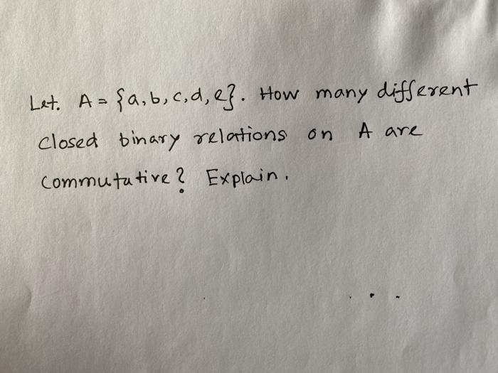 Solved Let. Aaça, b, c, d, e}. How many different closed | Chegg.com