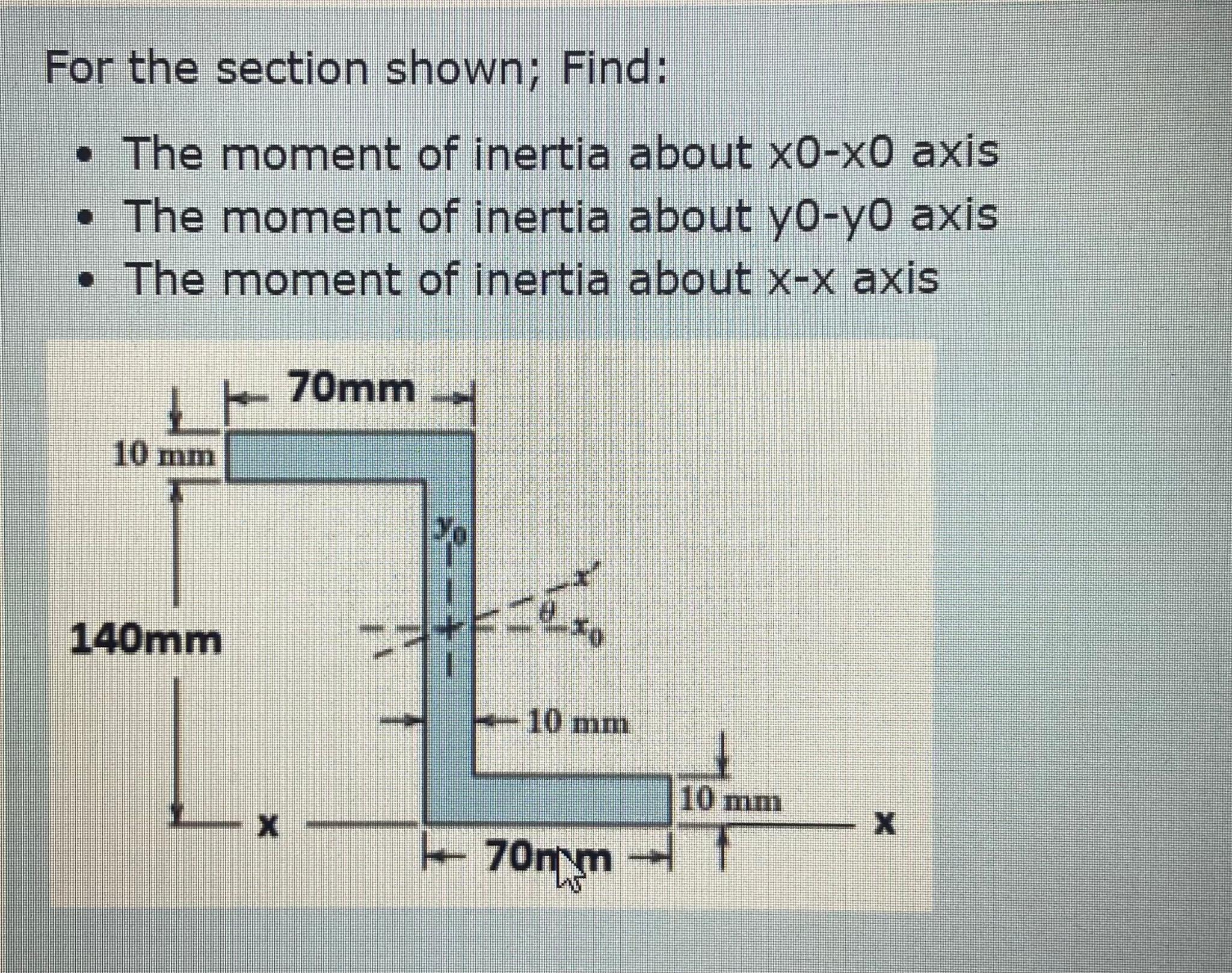Solved For the section shown; Find:The moment of inertia | Chegg.com
