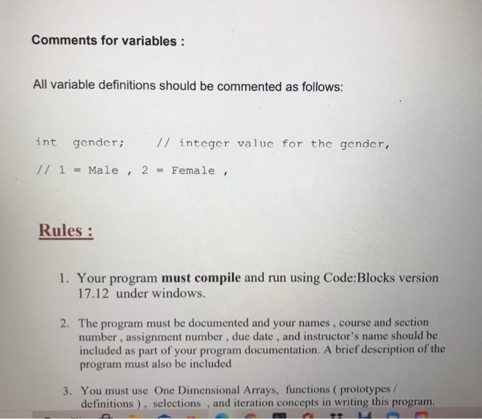 Solved must use One Dimensional Arrays, functions(protoypes, | Chegg.com