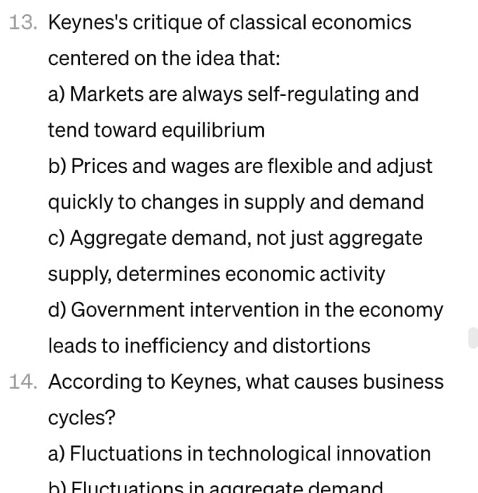 Solved Economics: Keynes's critique of classical economics | Chegg.com