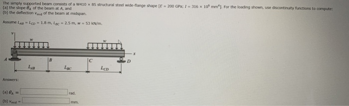 Solved The simply supported beam consists of a W410 x 85 | Chegg.com