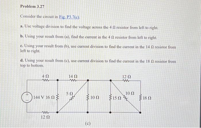 Solved Consider the circuit in Fig. P3.7(c). a. Use voltage | Chegg.com