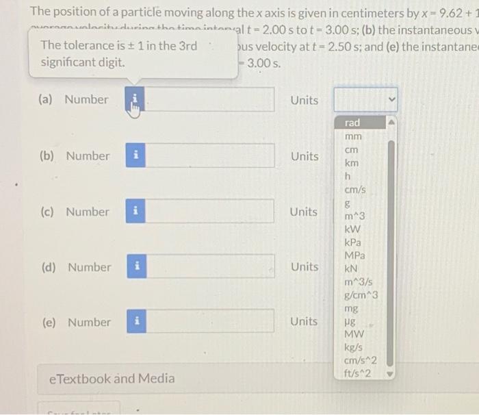 Solved The position of a particle moving along the x axis is | Chegg.com