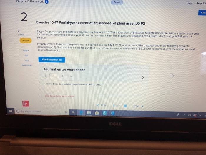 Solved Chapter 10 Homework Help Save & E Ches Exercise 10-17 | Chegg.com