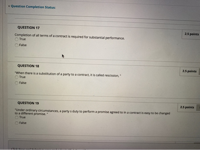 Solved Question Completion Status: QUESTION 17 Completion of | Chegg.com