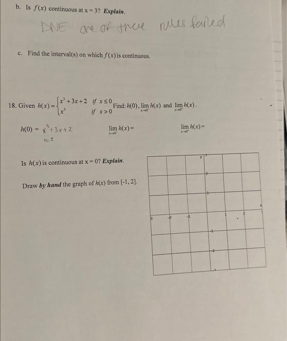 Solved b. Is f(x) continuous at x=3 ? Explain. c. Find the | Chegg.com