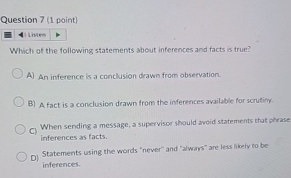 Solved Question 7 (1 ﻿point)Which of the following | Chegg.com