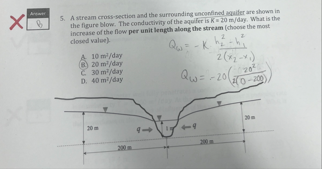 Solved Answer5. ﻿A stream cross-section and the surrounding | Chegg.com