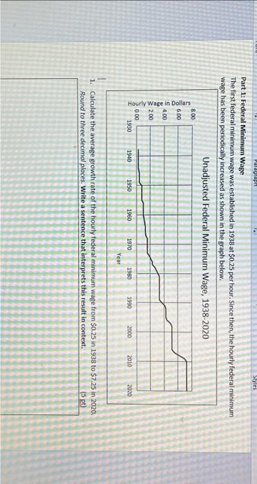 Solved Part 1: Federal Minimum Wage The first federal | Chegg.com