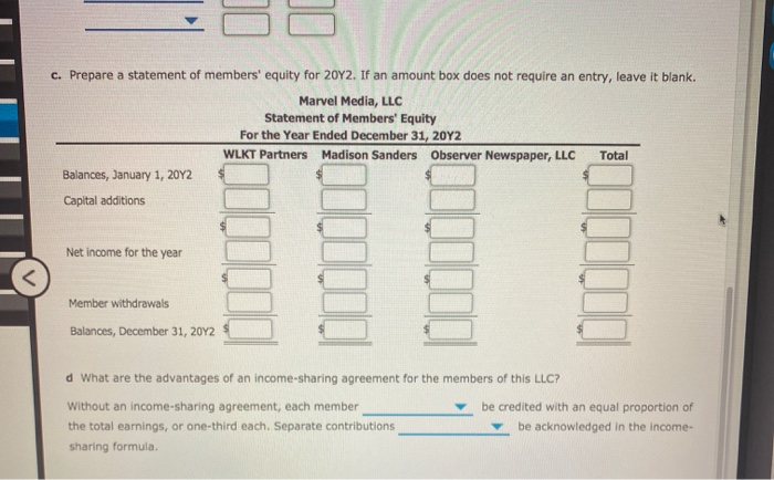 Solved LLC net income and statement of members equity marvel | Chegg.com
