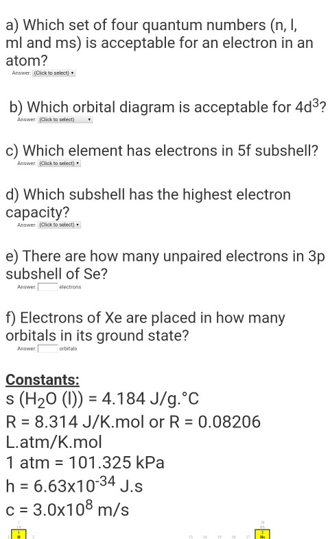 Solved a) Which set of four quantum numbers (n, I, ml and | Chegg.com