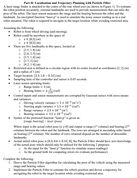 Solved Part II: Localisation and Trajectory Planning with | Chegg.com