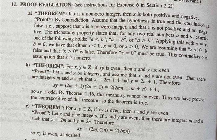 Solved a) "THEOREM": If x is a non-zero integer, then x is | Chegg.com