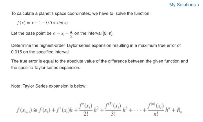 Solved To calculate a planet's space coordinates, we have to | Chegg.com