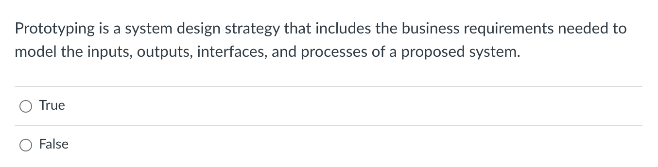 Solved Prototyping is a system design strategy that includes | Chegg.com