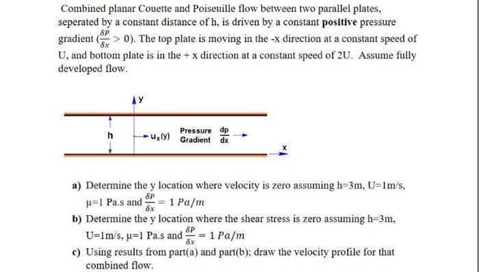 Solved Combined planar Couette and Poiseuille flow between | Chegg.com