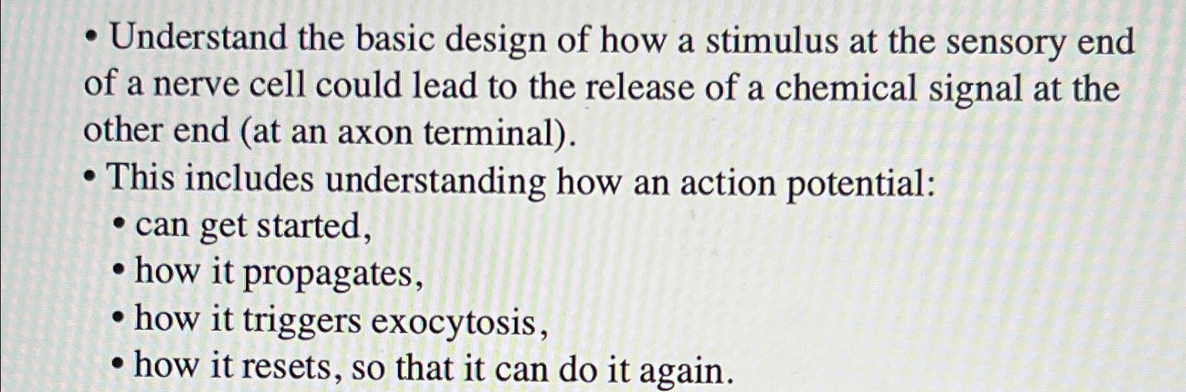 Solved Understand the basic design of how a stimulus at the | Chegg.com