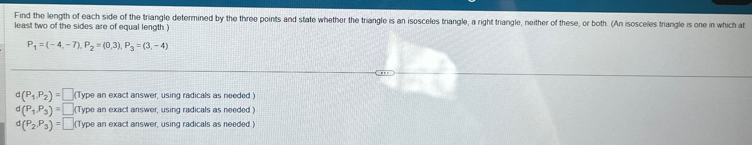 Solved Find the length of each side of the triangle | Chegg.com