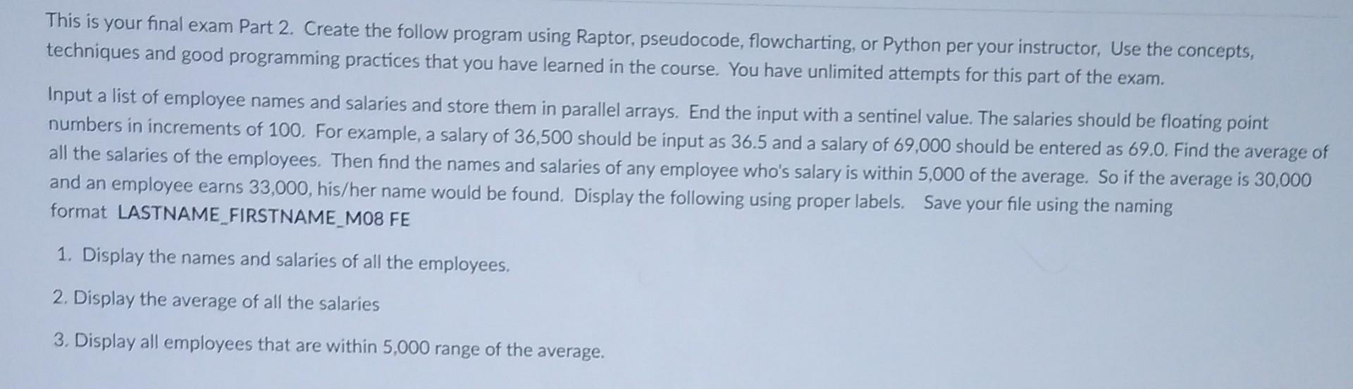 Solved This is your final exam Part 2. Create the follow | Chegg.com