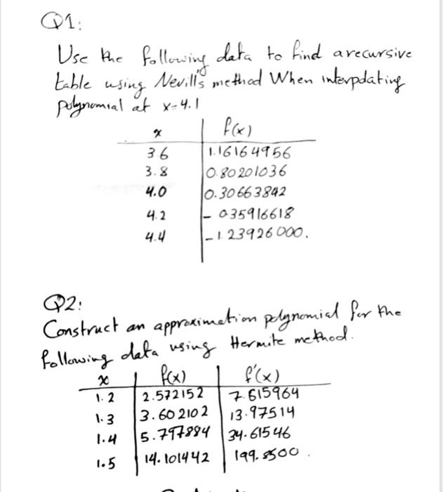 Solved Q1: Use the following data to find a recursive table | Chegg.com