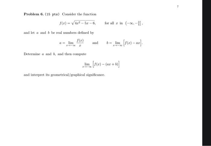 Solved Problem 6. (15 pts) Consider the function | Chegg.com