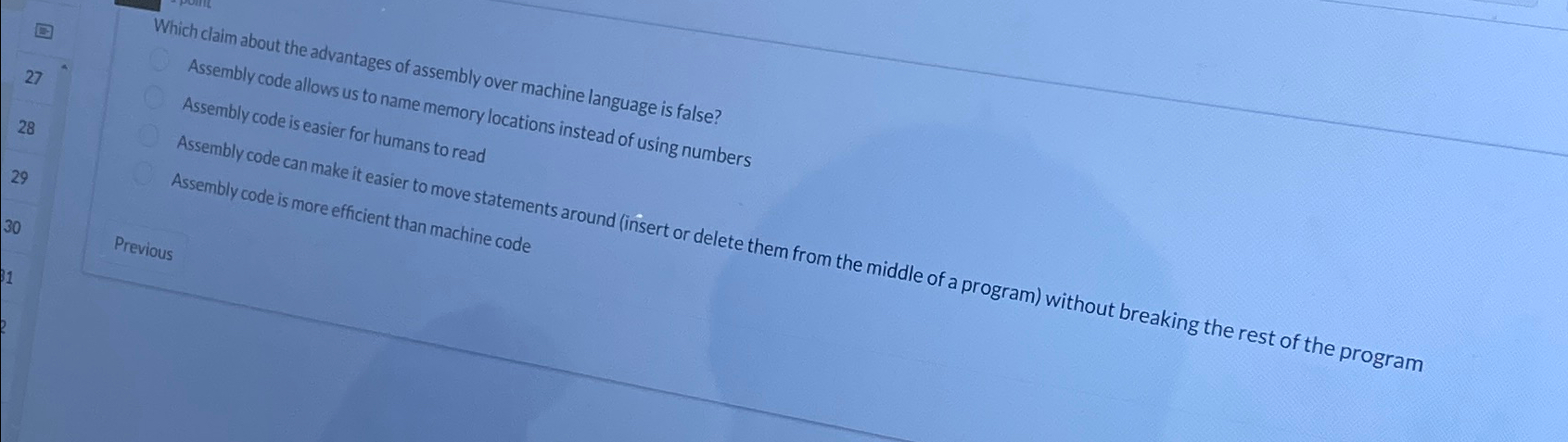 Solved Which claim about the advantages of assembly over | Chegg.com