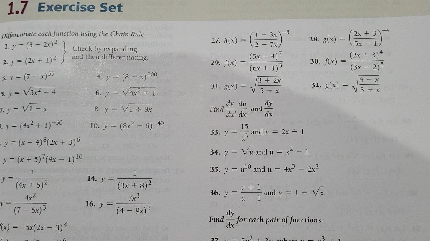 Solved 17 Exercise Set Differentiate Each Function Using 